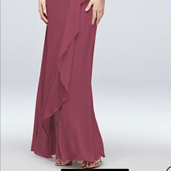 David's Bridal | Dresses | One Shoulder Chiffon Dress In Chianti Color ...